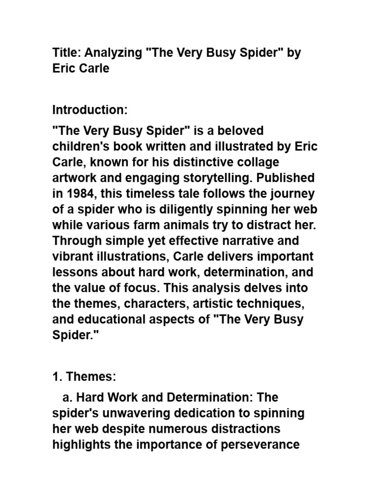 The Very Busy Spider Analysis | PDF | Collage | Patience