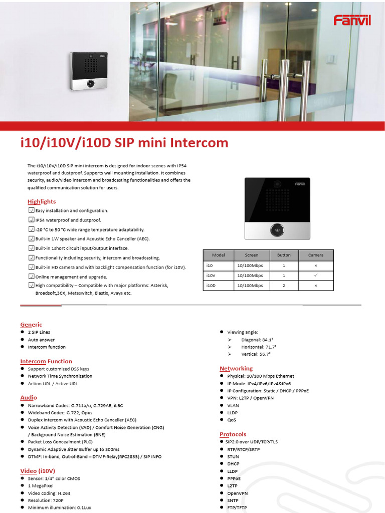 Fanvil I10 | PDF | Session Initiation Protocol | Computer Science