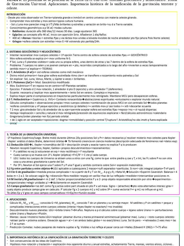 Esquema T8 | PDF | Heliocentrismo | Gravedad