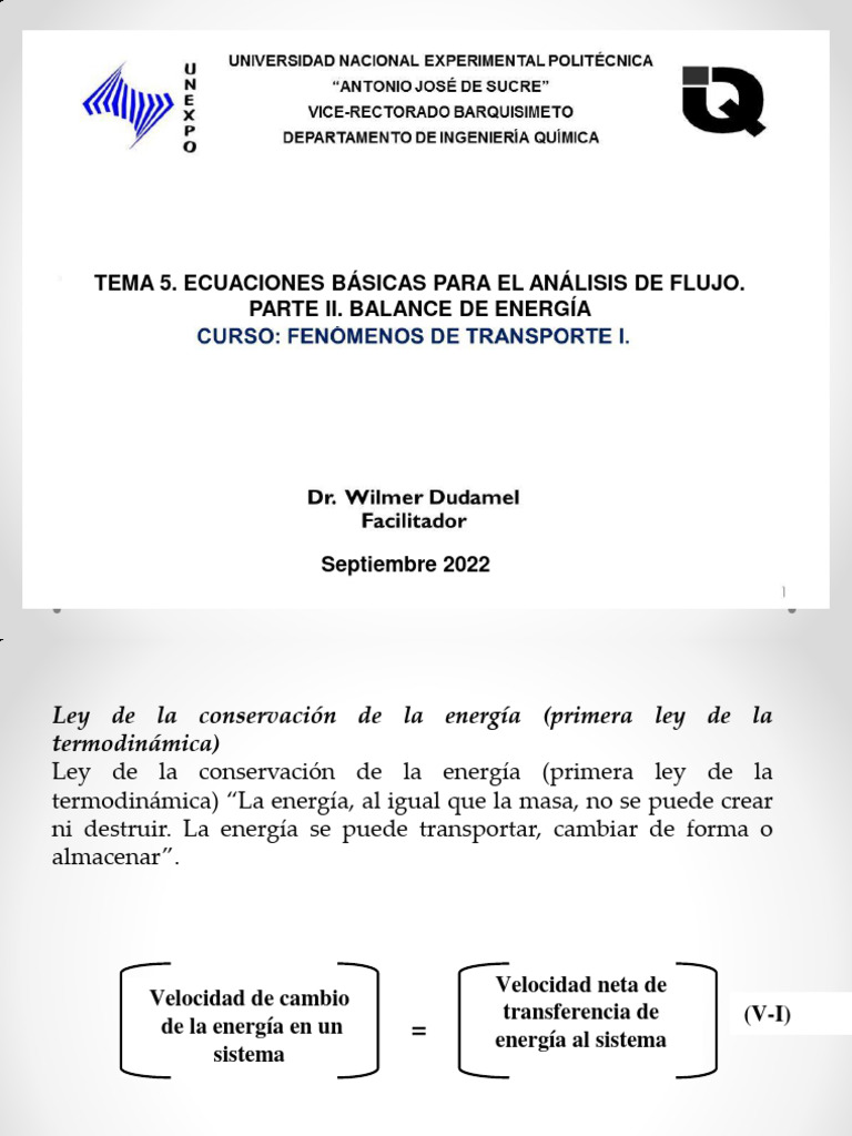 Tema 5. ECUACIONES BÁSICAS DE FLUJO DE FLUIDOS PARTE II | Descargar gratis PDF | Calor | Masa