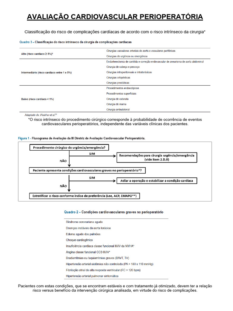 Modelo de Avaliação de Risco Cardiovascular Perioperatório | PDF
