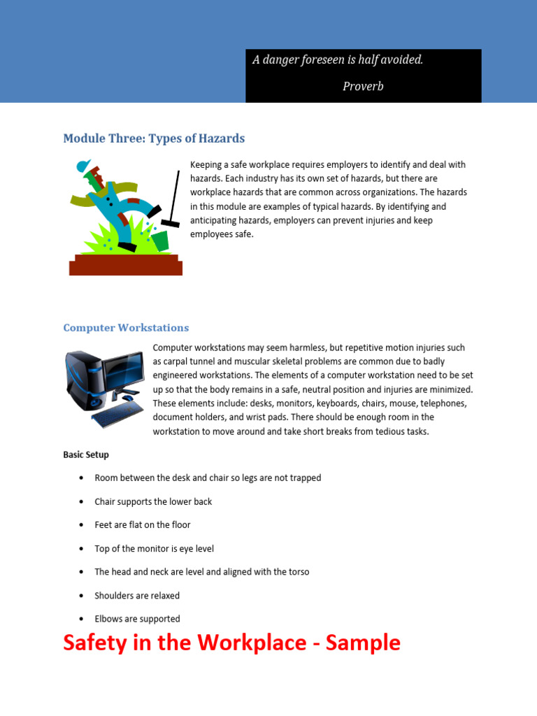 Safety in The Workplace Sample | PDF | Human Factors And Ergonomics ...