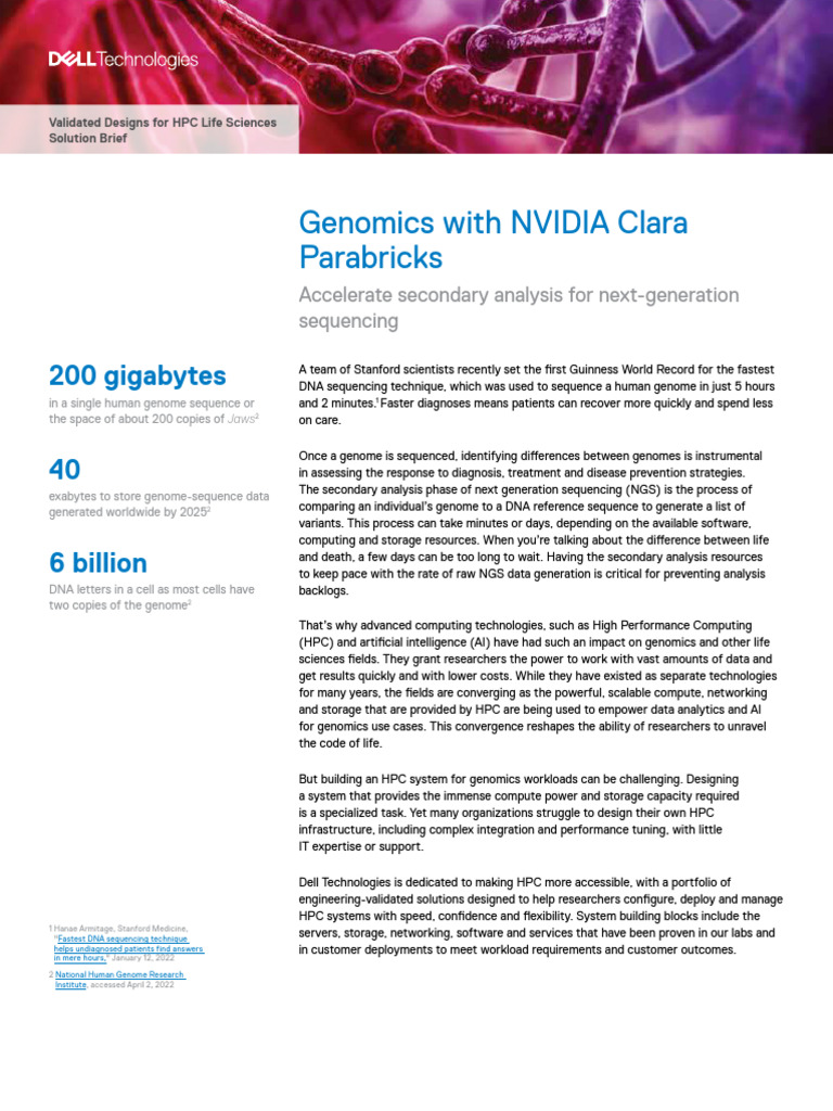 Dell Genomics Parabricks Solution Brief | PDF | Dna Sequencing ...