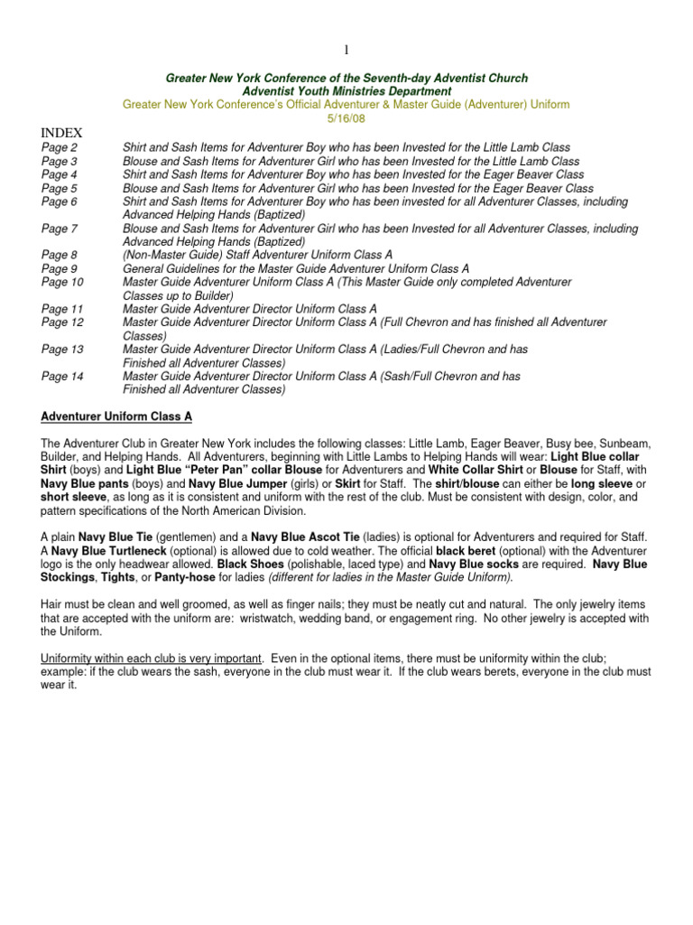 Adventurer Uniform Guidelines | PDF | Blouse | Sweater