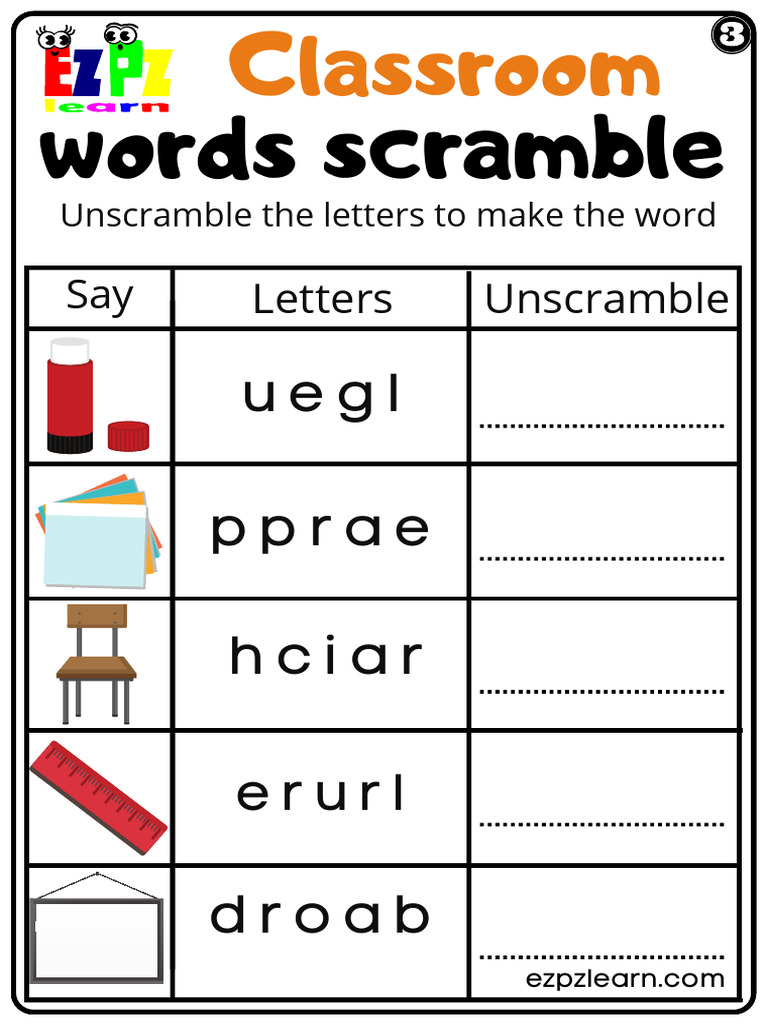 3 Classroom Word Scramble | PDF