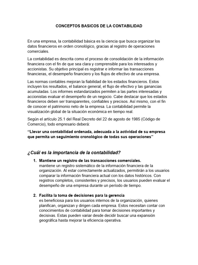 Conceptos Basicos de La Contabilidad | Descargar gratis PDF ...