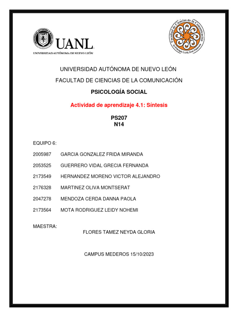 Equipo 6_Actv 4.1 | PDF | Conformidad | Comportamiento