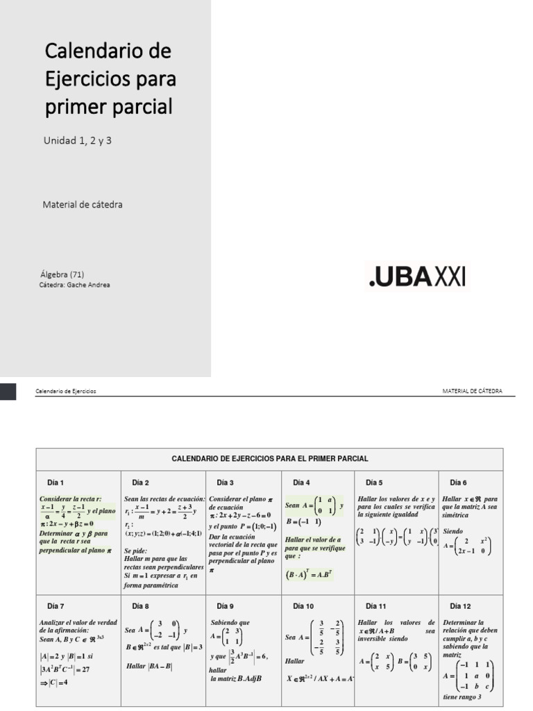 Calendario de Ejercicios para Primer Parcial - 2C - 2022 | PDF ...