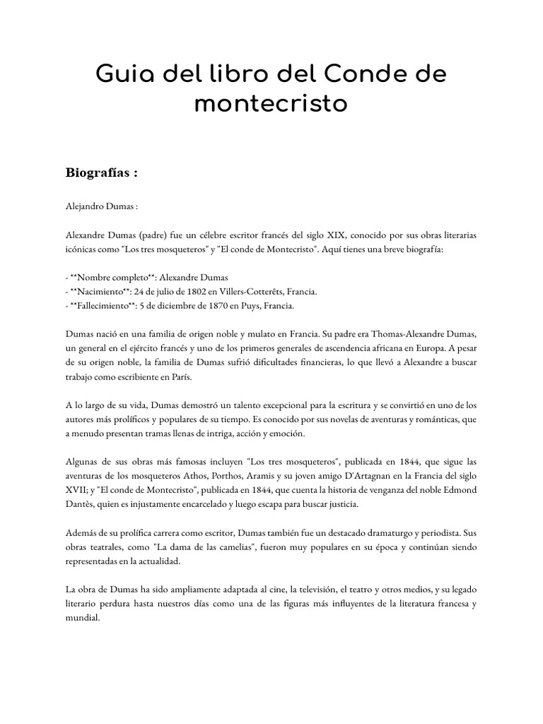 Guia del libro del Conde de montecristo - Documentos de Google | PDF ...