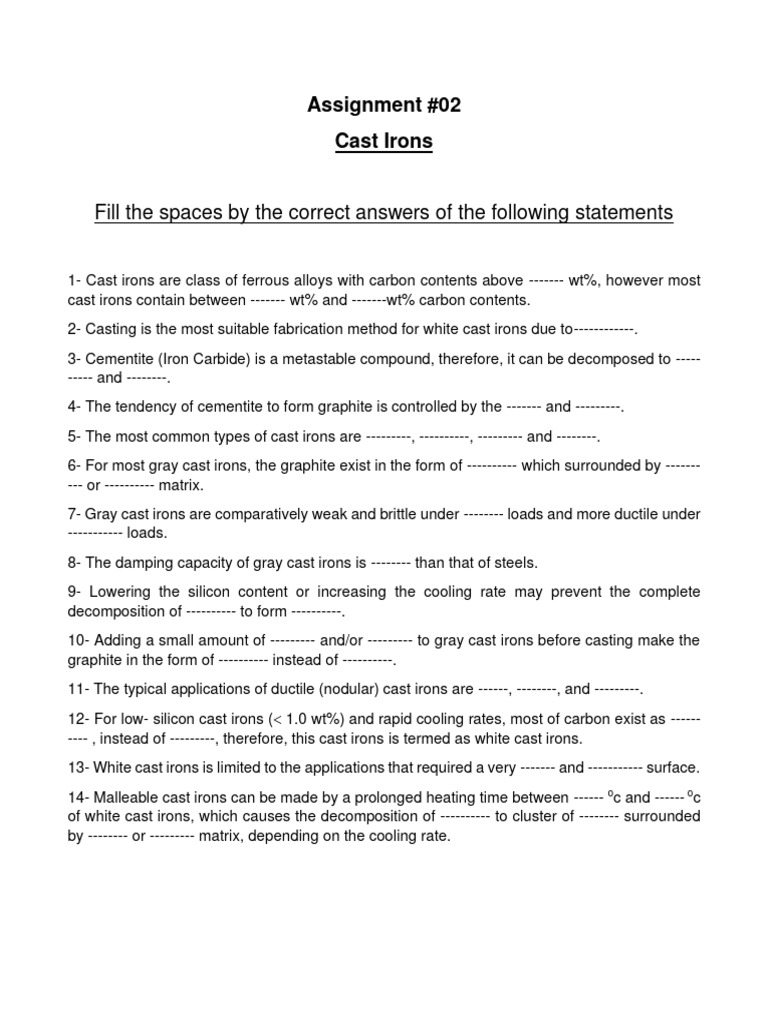 Assignment #02 Cast Irons | PDF | Computers | Technology & Engineering
