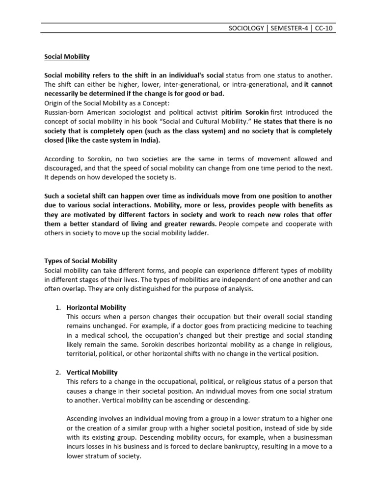 Understanding Social Mobility Concepts | PDF | Social Mobility | Sociology