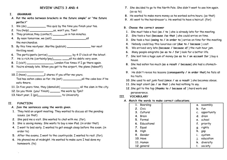 Review Units 1 and 2 | PDF