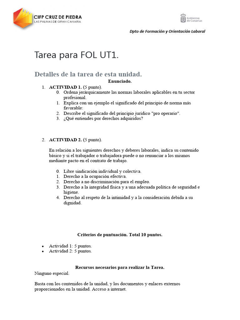 Tarea para FOL UT1 | PDF | Crecimiento personal y profesional | Negocios