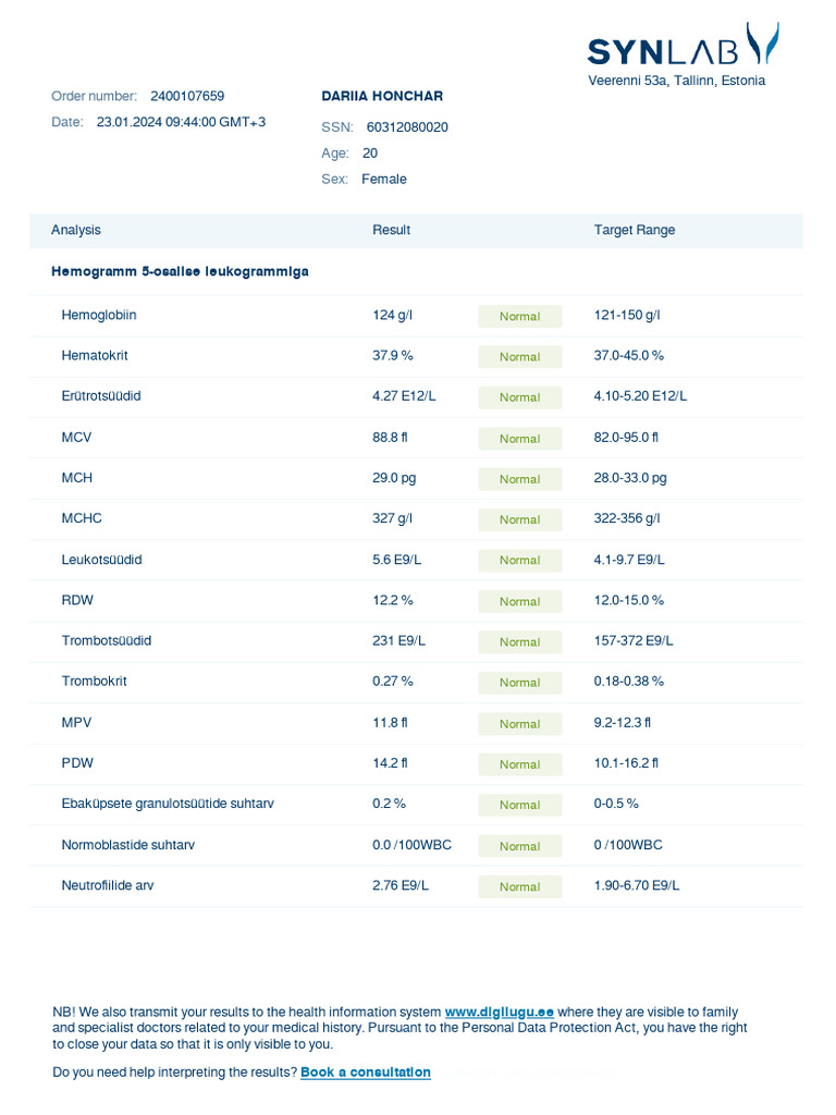 Lab Report 2400107659 | PDF | Medical Specialties | Immunology