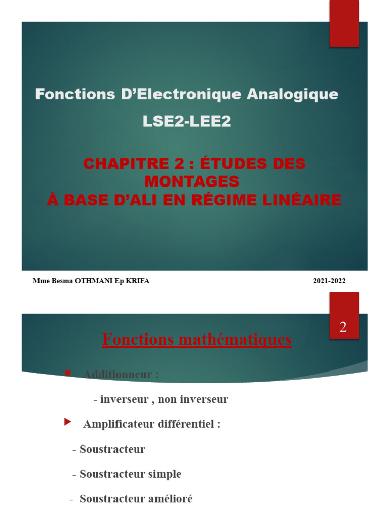 Chapitre 2 AOP | PDF | Amplificateur opérationnel | Amplificateur électronique