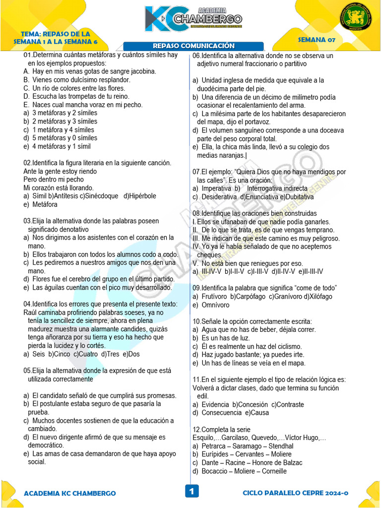 Comunicación - Repaso - PC - Semana7 - T - Academia - KC - Chambergo ...
