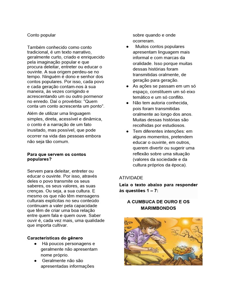 Conto Popular | PDF | Contos | Tradição oral