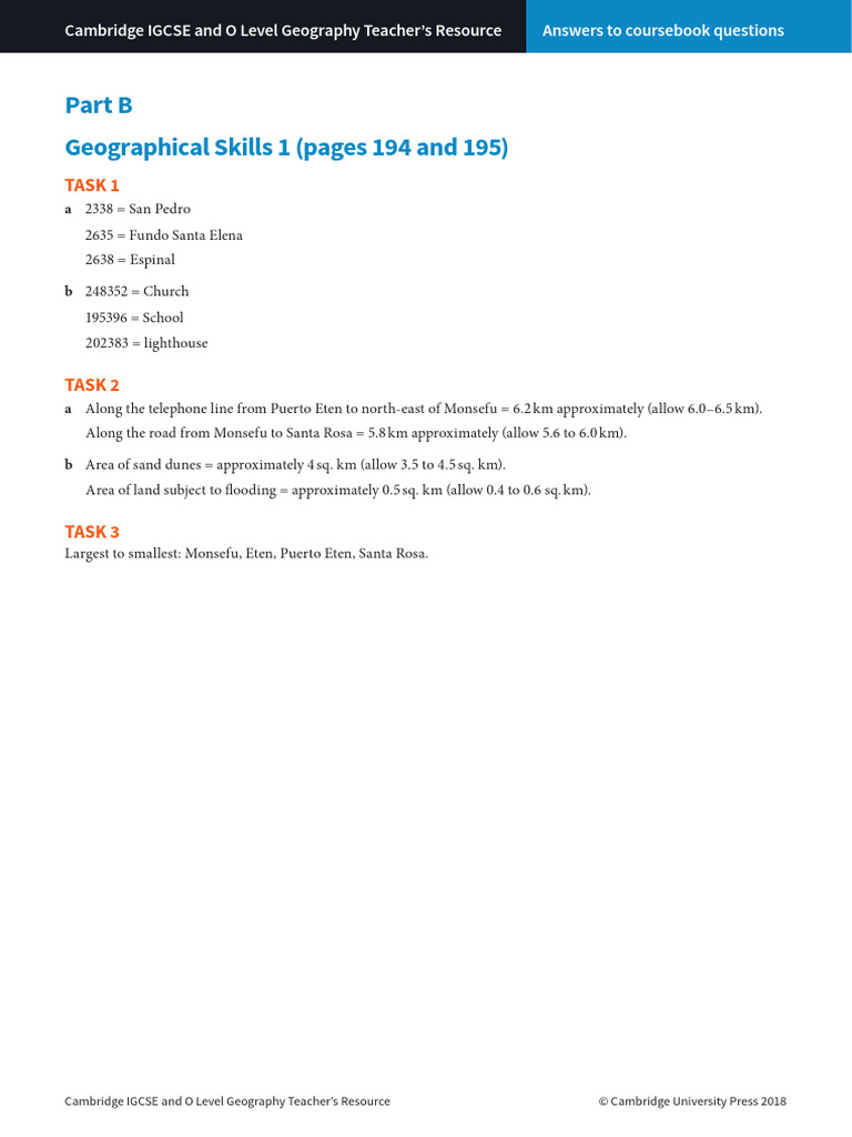 IGCSE-OL Geo CB Answers Part B Geo Skills | PDF | Literacy | Gross Domestic Product