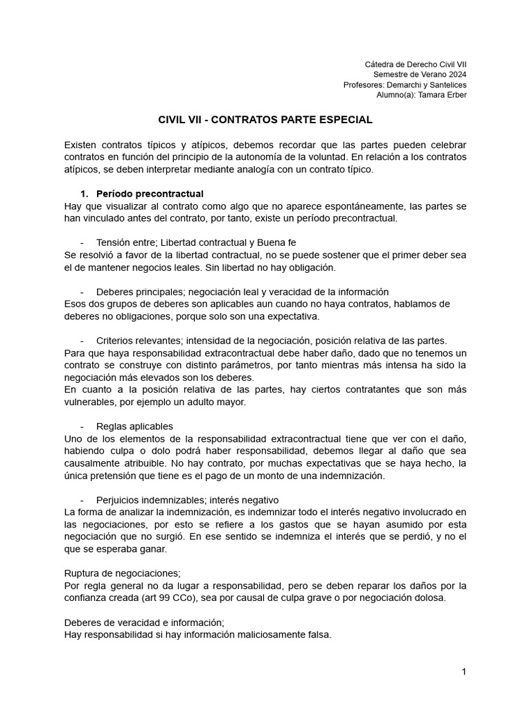 Civil Vii - Contratos Parte Especial | PDF | Derecho privado | Derecho civil (sistema legal)