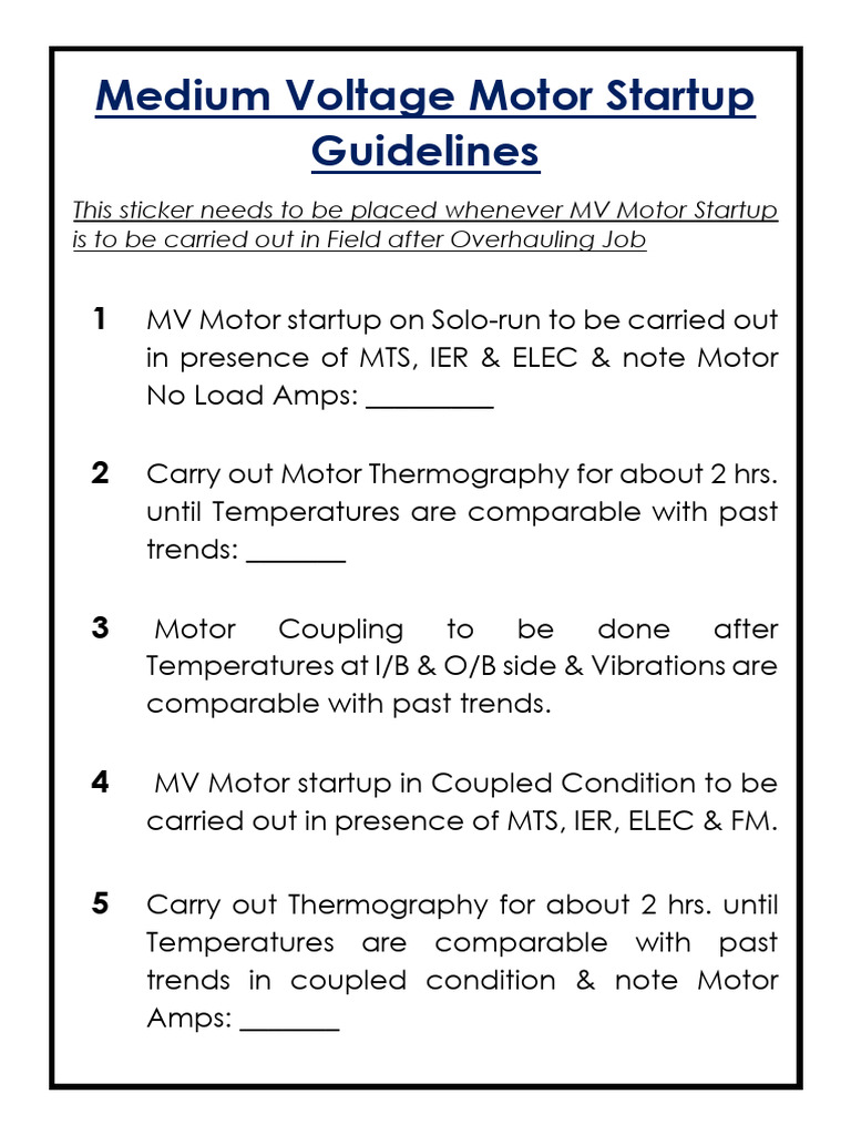 MV Motor Startup Guidelines | PDF