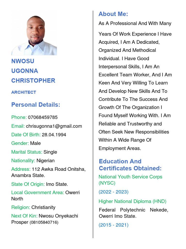 My Arch. CV1 | PDF | Skill | Cognition