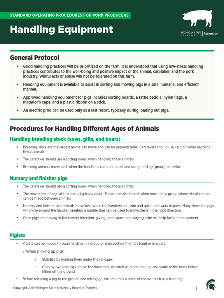 Handling Equipment SOP | PDF | Pig