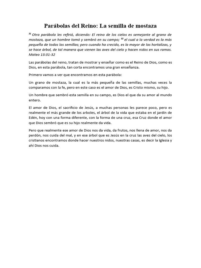 Parábola de La Semilla de Mostaza | PDF | Religión y espiritualidad