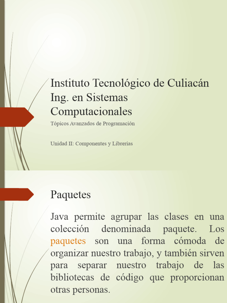 Unidad II - Paquetes | PDF | Java (lenguaje de programación) | Archivo ...