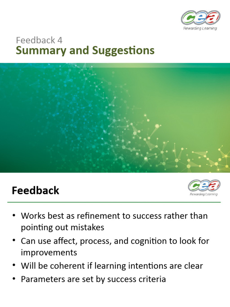 Presentation 4 - Summary and Suggestions | PDF | Learning ...