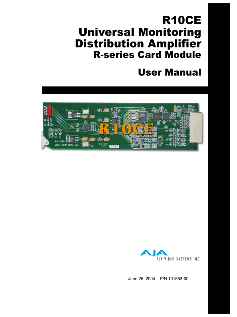 AJA Manual R10CE | PDF | Video | Electromagnetic Interference