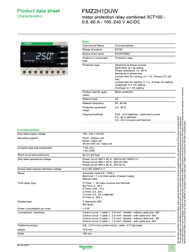 Eocr FMZ2 H1duw | PDF | Alternating Current | Relay