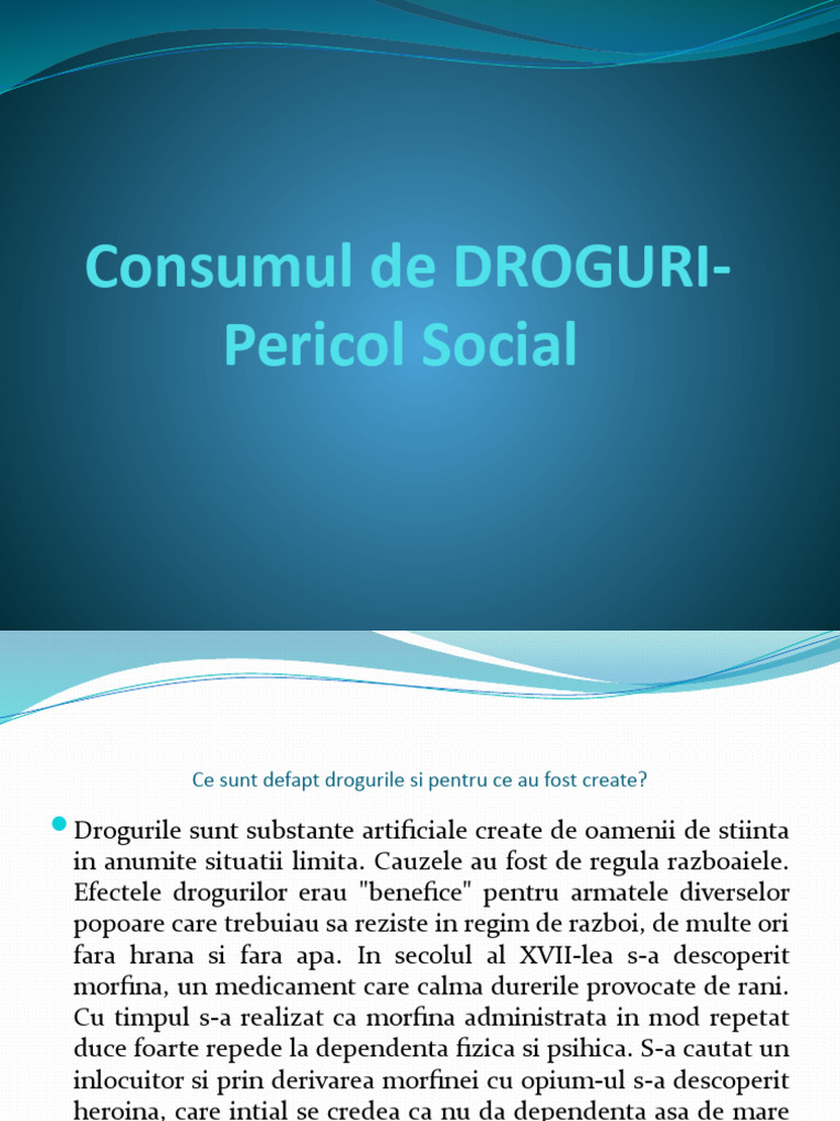 Consumul de DROGURI - Pericol Social | PDF