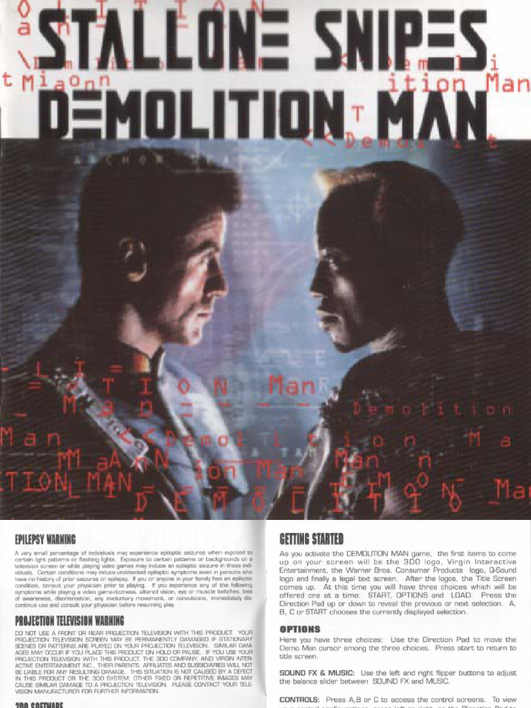 Demolition Man - 1994 - Virgin Games, Ltd. | PDF