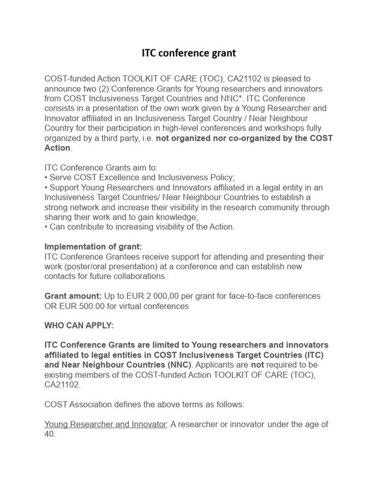 ITC Grant Call | PDF