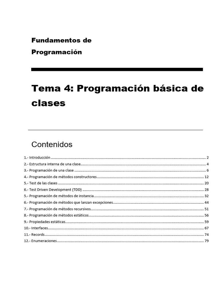 Tema 4 | PDF | Programación | Constructor (Programación Orientada a Objetos)