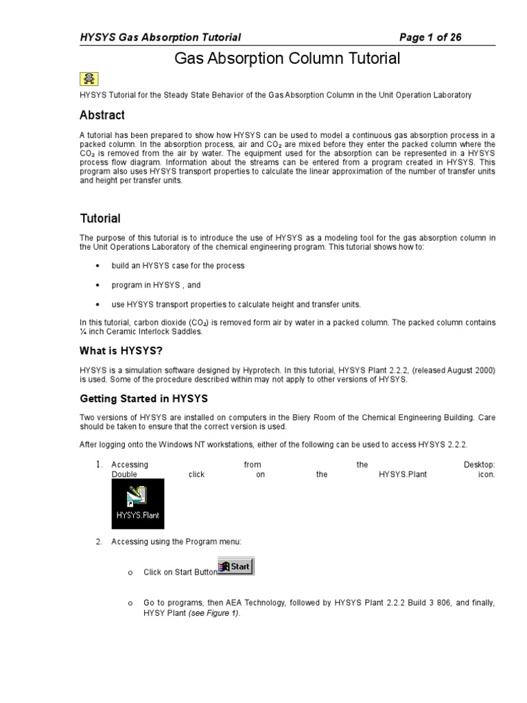 HYSYS Gas Absorption Column Guide | PDF