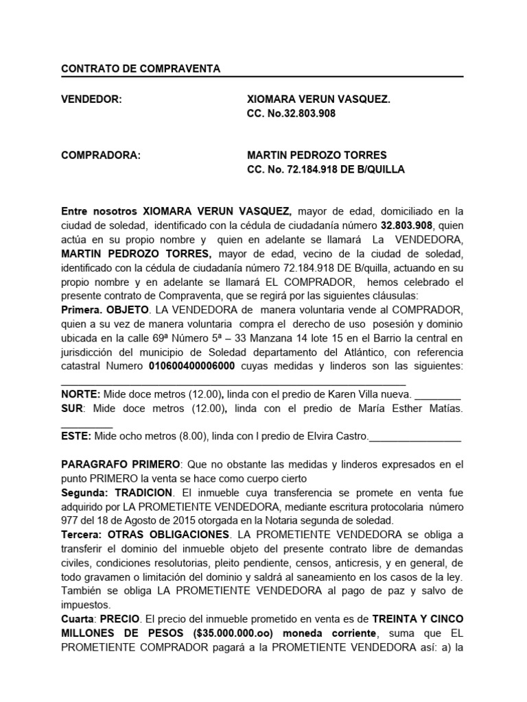 Modelo de Compraventa | Descargar gratis PDF | Conceptos legales | Business