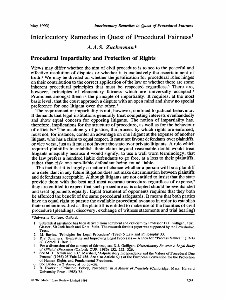 Modern Law Review - May 1993 - Zuckerman - Interlocutory Remedies in ...