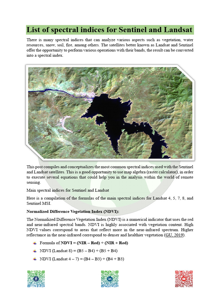 List of Spectral Indices For Sentinel and Landsat | PDF | Infrared ...