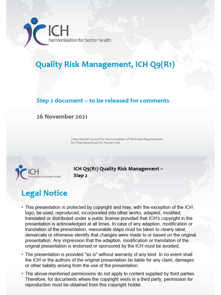 ICH Q9 (R1) Step 2 Presentation 2021 1126 | PDF | Risk | Risk Management