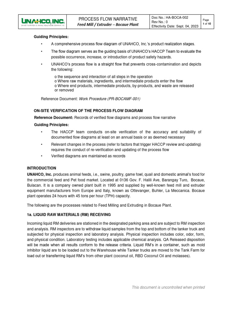 HA-BOCA-002 Rev. 0 Process Flow Narrative - Bocaue Plant | PDF ...
