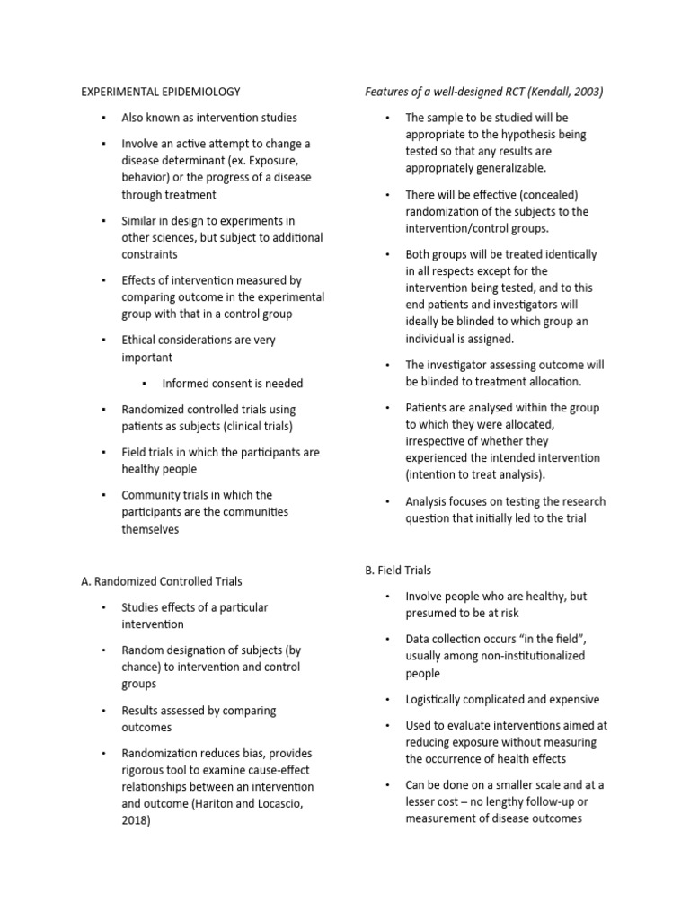 Experimental Epidemiology | PDF | Randomized Controlled Trial | Sampling (Statistics)