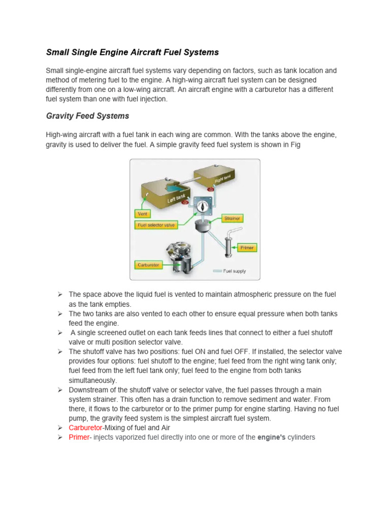 Aircraft Fuel Systems Pdf Pump Carburetor