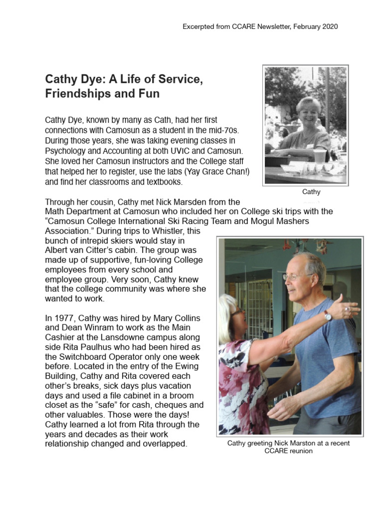 Celebrating Cathy Dye's Legacy at Camosun | PDF
