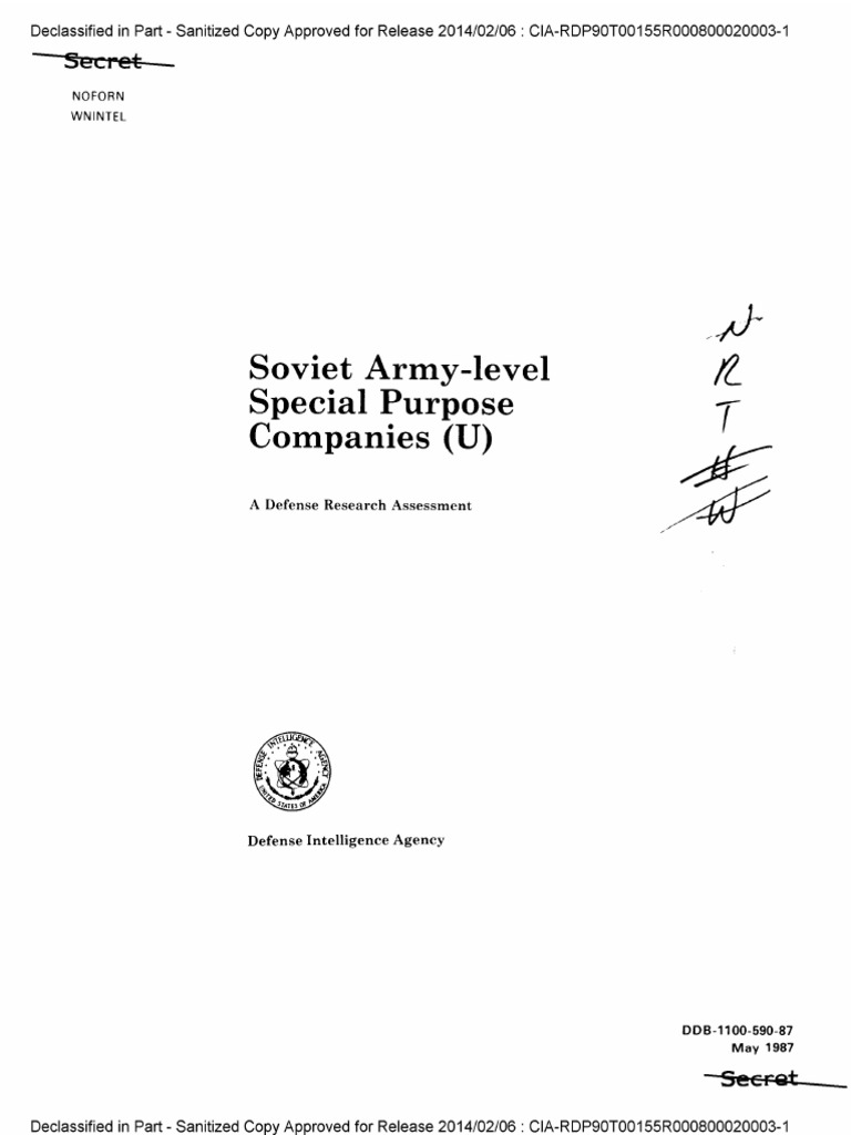CIA-Soviet Army Level Special Purpose Companies in Germany - MAY 1987 | PDF