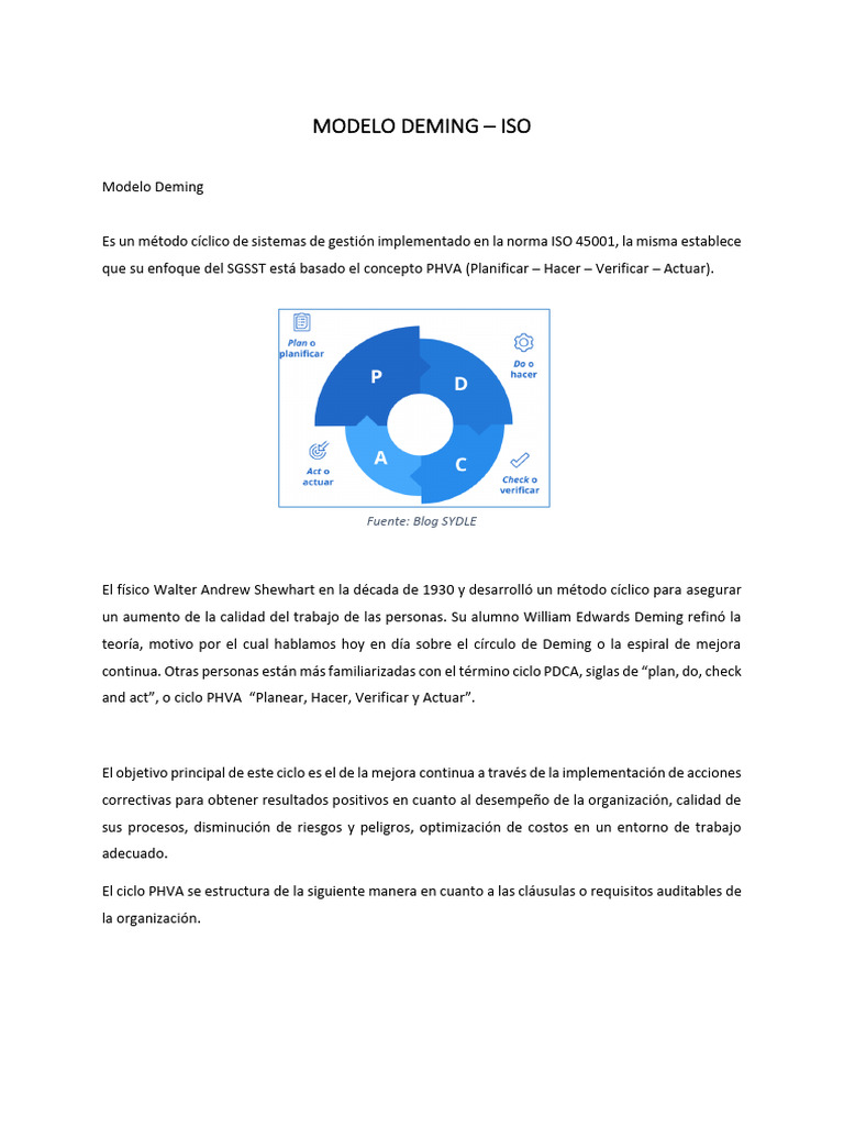 Modelo Deming - Iso | PDF