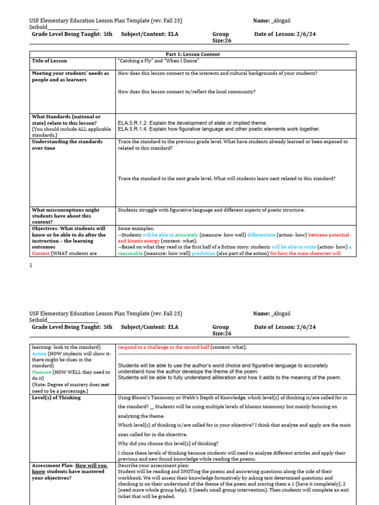 LVL 4 1st CT Observstion Lesson Plan | Download Free PDF | Lesson Plan ...