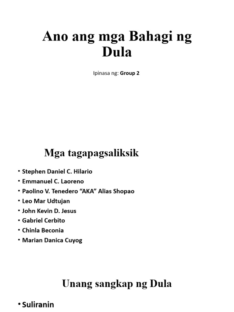 Ano Ang Mga Bahagi NG Dula | PDF