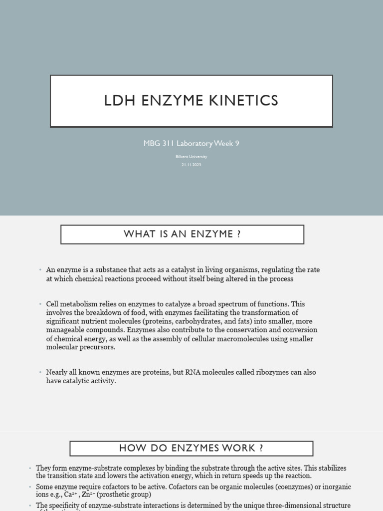 MBG 311 - LDH Assay Presentation | PDF | Enzyme | Lactate Dehydrogenase