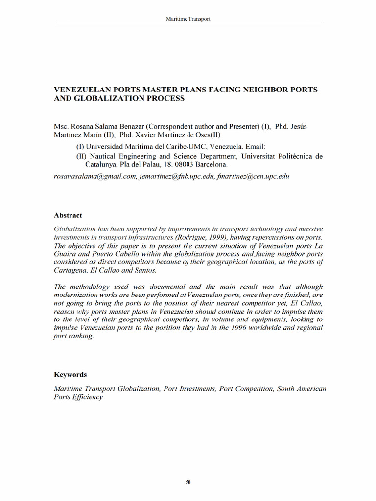 Venezuelan Ports Master Plans (Paper) | PDF
